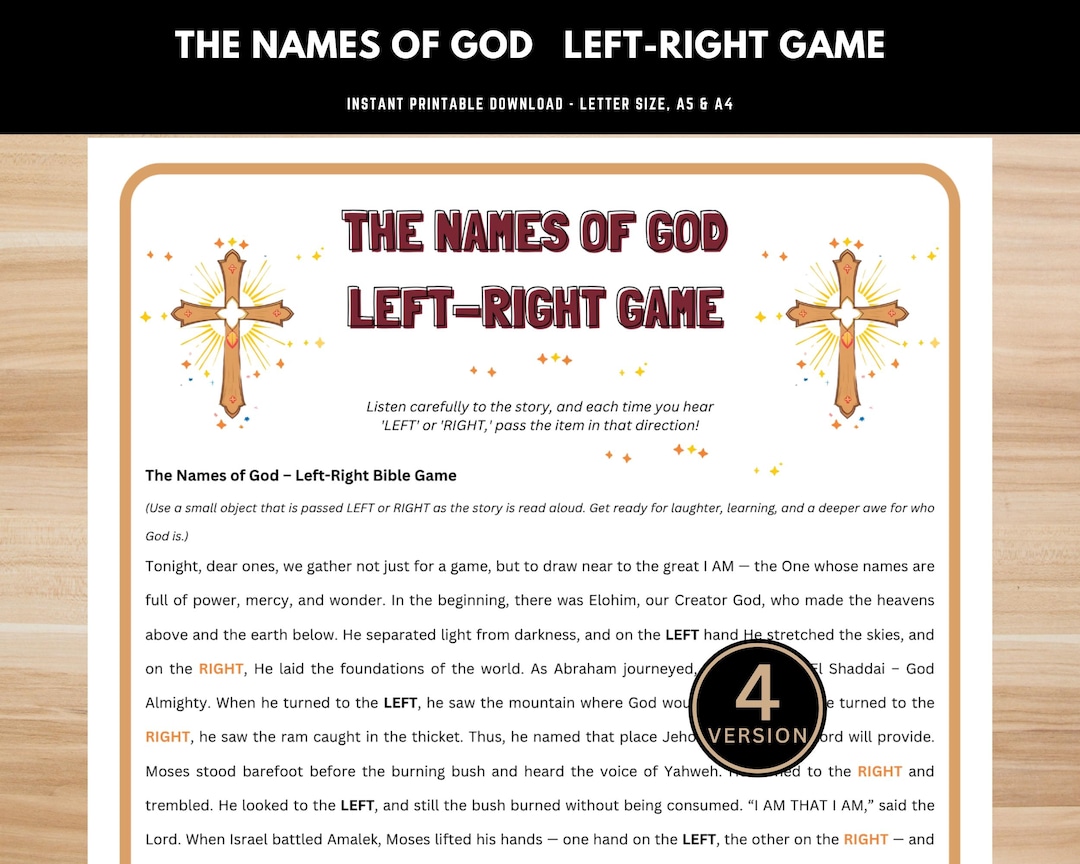 Names of God Left-right Game – Printable Bible Study Activity ...