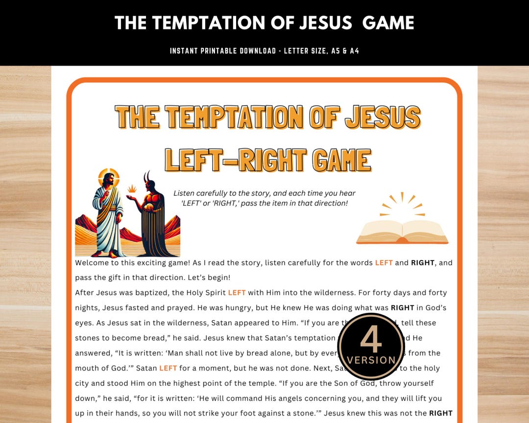 The Temptation of Jesus Left Right Game - Printable Bible Study and ...