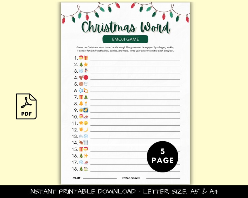 Christmas Word Emoji Pictionary | Christmas Word Emoji Game | Printable ...