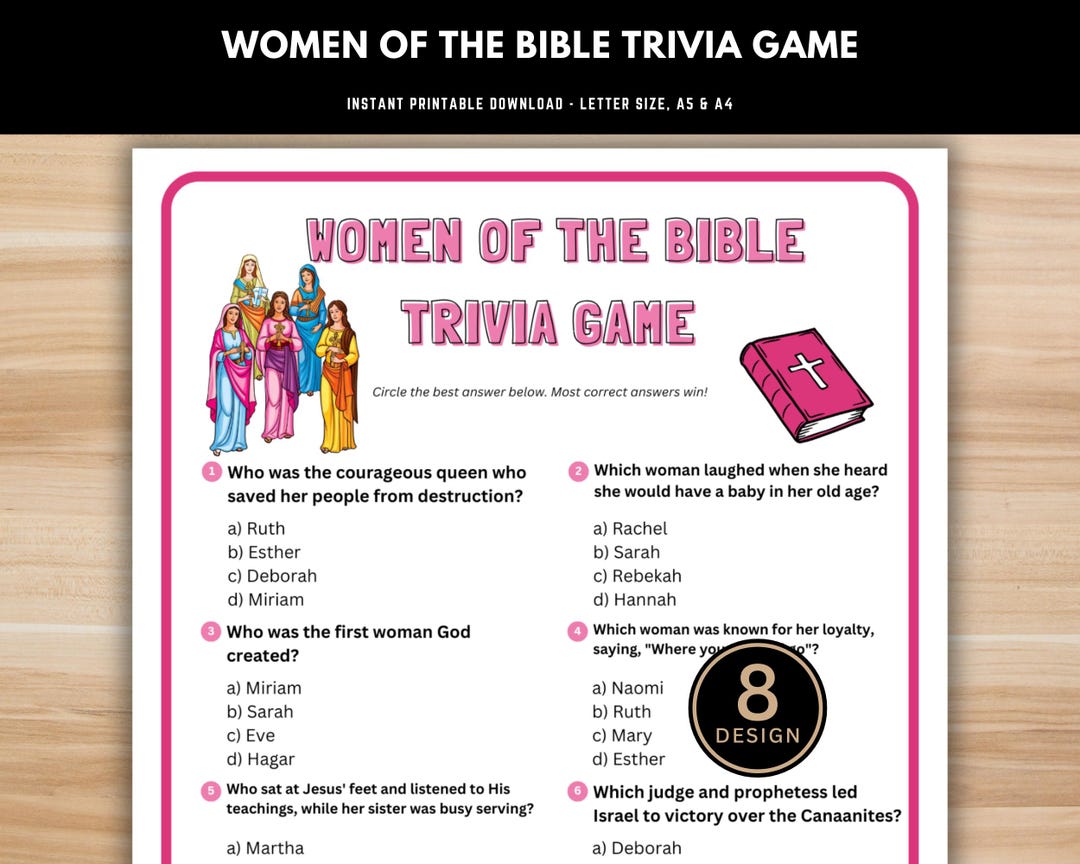 Women of the Bible Trivia Game - Printable Christian Game for Church ...