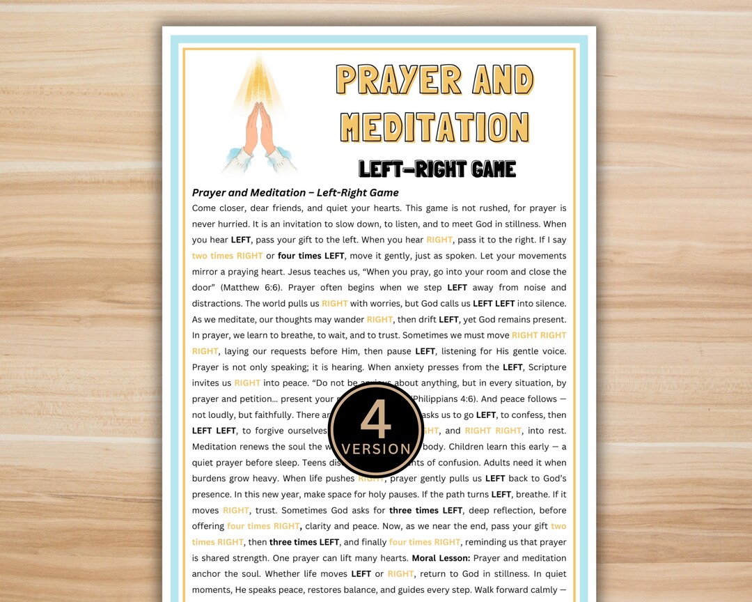 Prayer & Meditation Left-right Game Printable | Christian Prayer ...