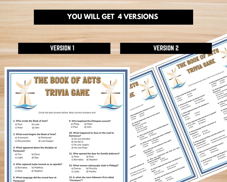 The Book of Acts Bible Trivia Game Printable – Christian Bible Quiz ...