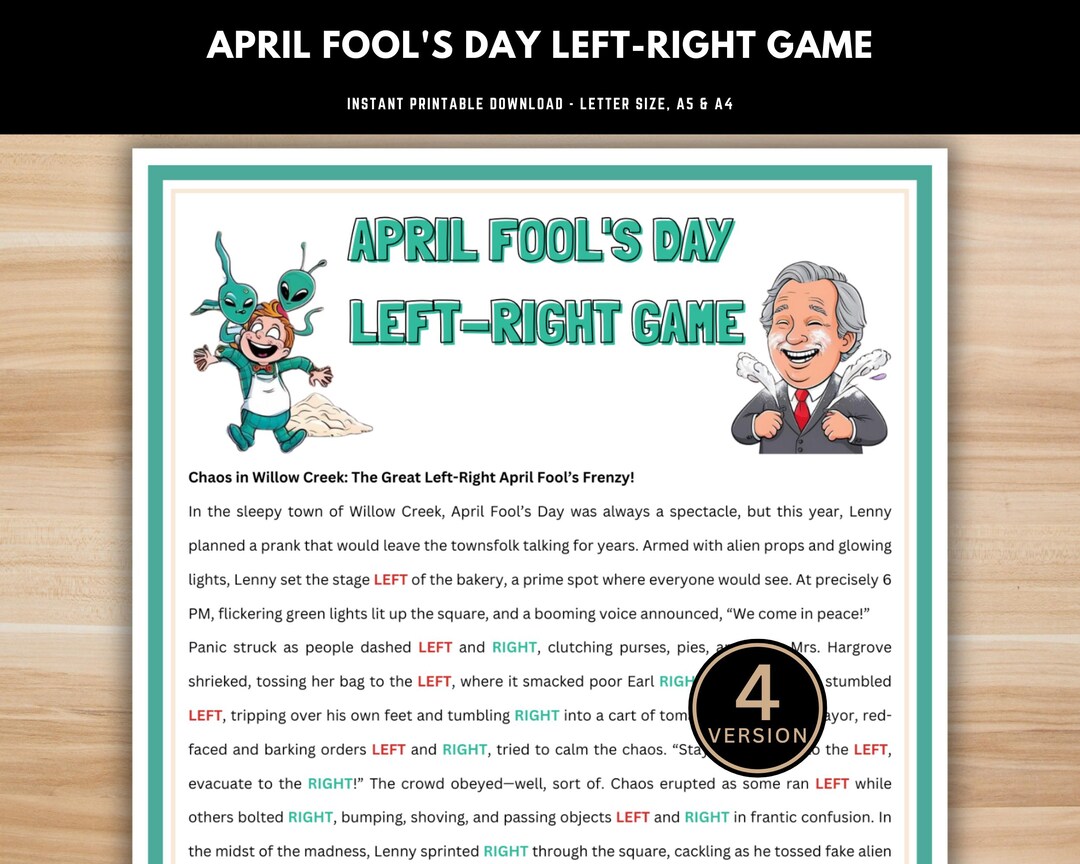 April Fool's Day Left-right Game - Printable Gift Passing Game, Funny ...