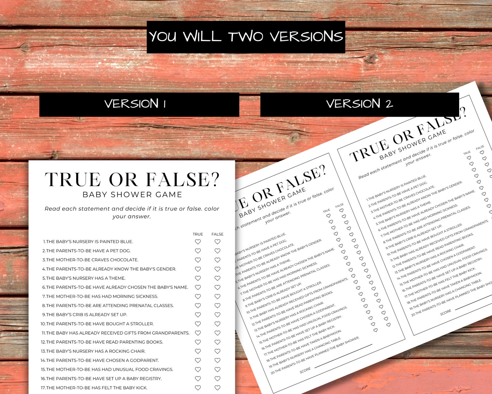 Baby Shower True or False Game, Printable and Editable Template ...