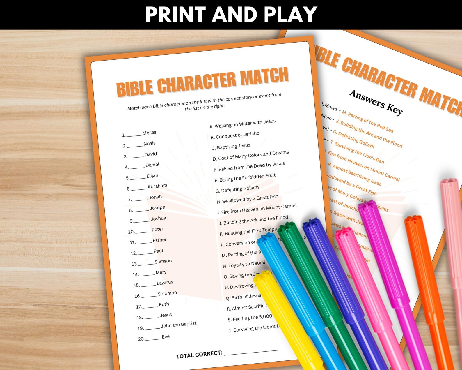 Bible Character Match Game, Printable Christian Game for Kids, Adult ...
