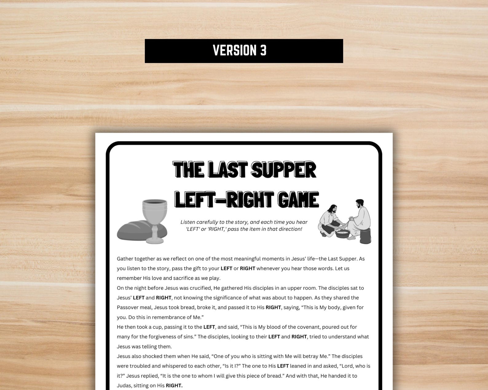 The Last Supper of Jesus Christ Left Right Game | Printable Bible Study ...