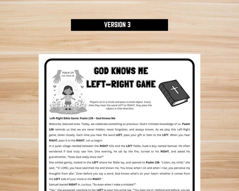 Psalm 139 Left Right Game | God Knows Me Bible Activity | Kids Bible ...