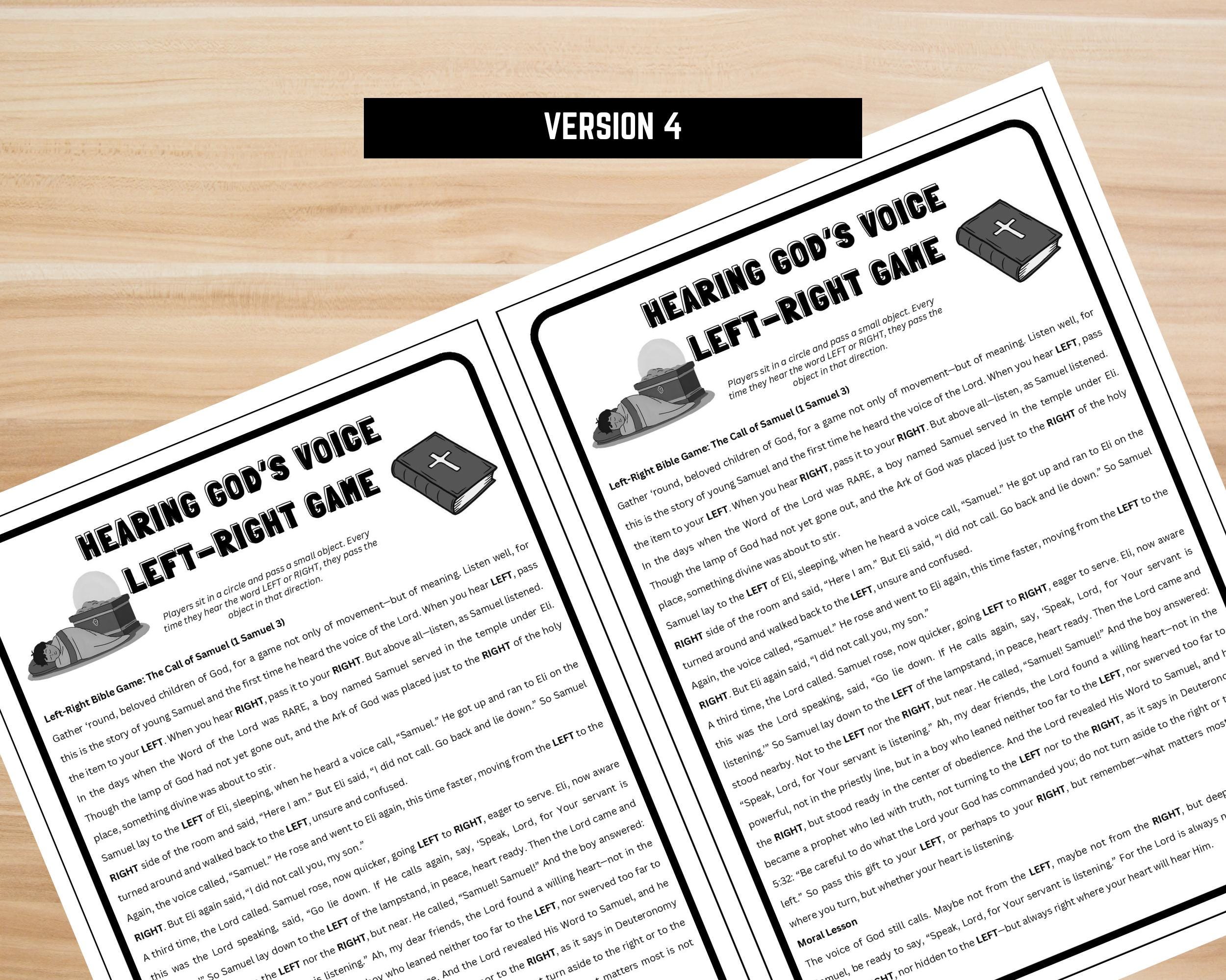 The Call of Samuel Left Right Game - Printable Bible Story Activity for ...