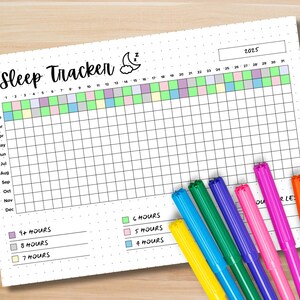 Sleep Tracker Yearly Printable - Bullet Journal Sleep Log - Track Sleep ...