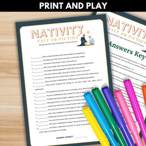 Bible Christmas Trivia Nativity Fact or Fiction Game Printable Bible ...