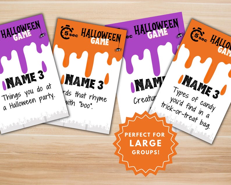 Printable Halloween 5 Second Game, Family-friendly Halloween Party Game ...