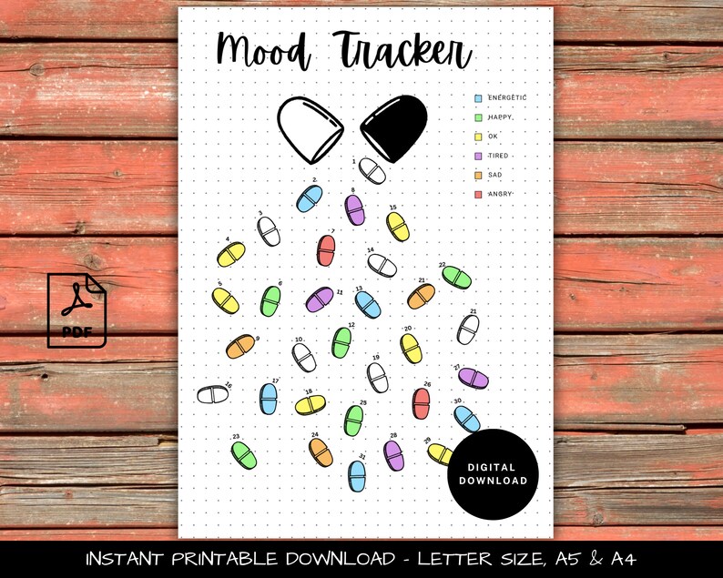 Medication Mood Tracker - Printable Journal Page - Daily Mood Tracker ...
