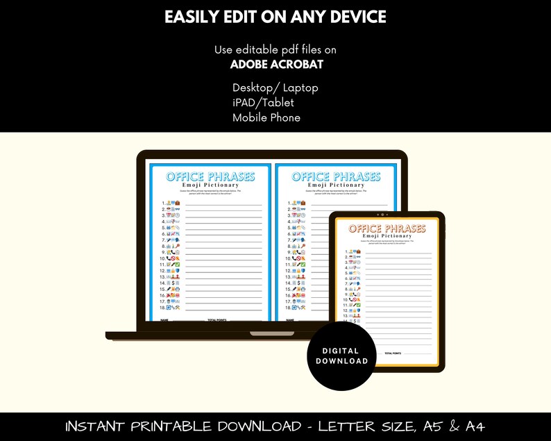 Office Emoji Pictionary Game | Work Party Game | Office Team Building ...