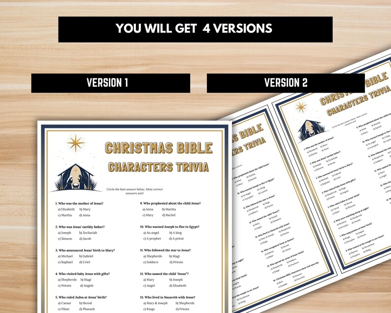 Christmas Bible Characters Trivia Game | Christian Nativity Quiz for ...