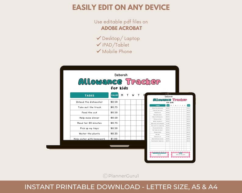 Track Your Kids' Chores and Allowance With This Editable PDF Chore ...