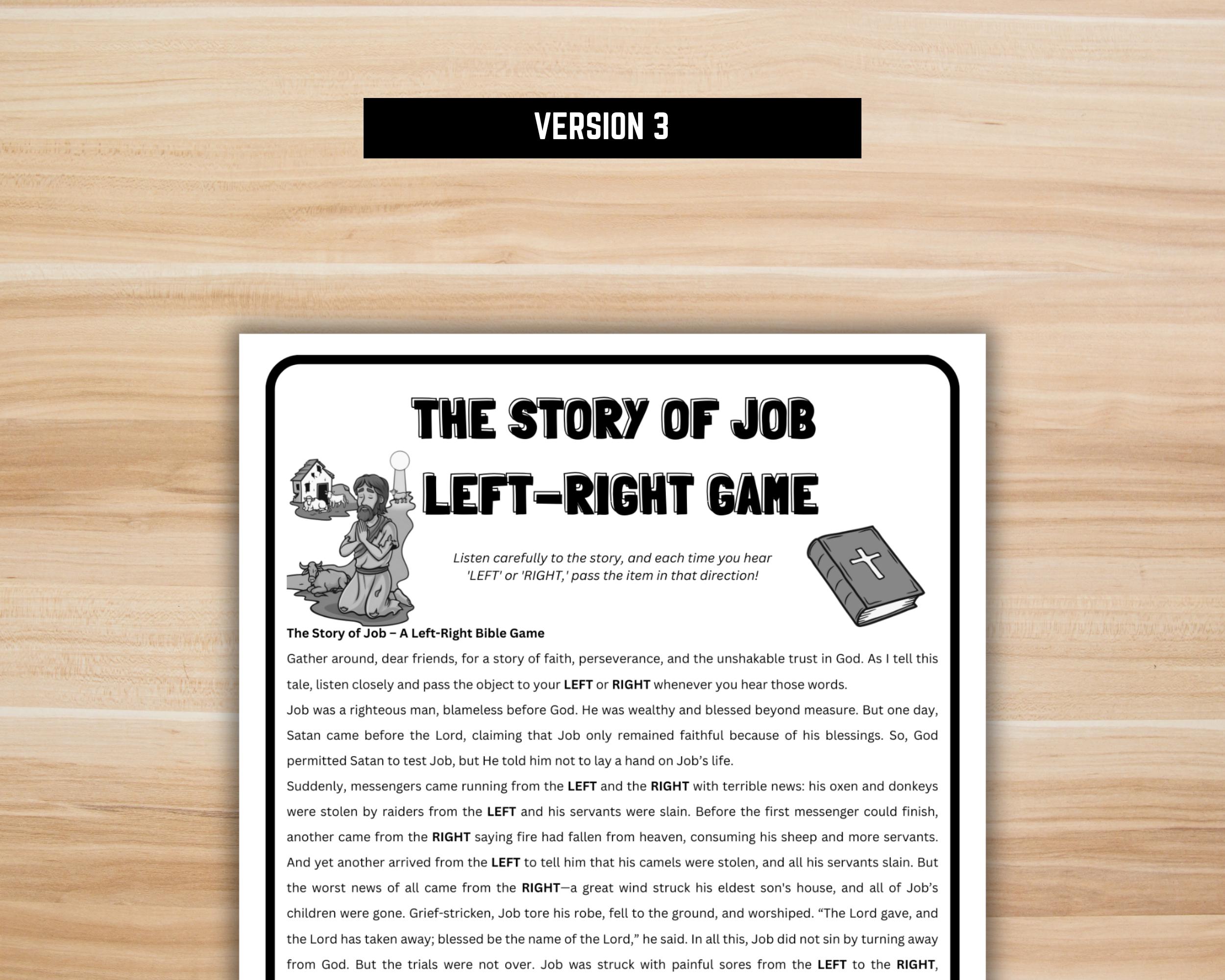 The Story of Job Left-right Game - Printable Bible Activity for Sunday ...
