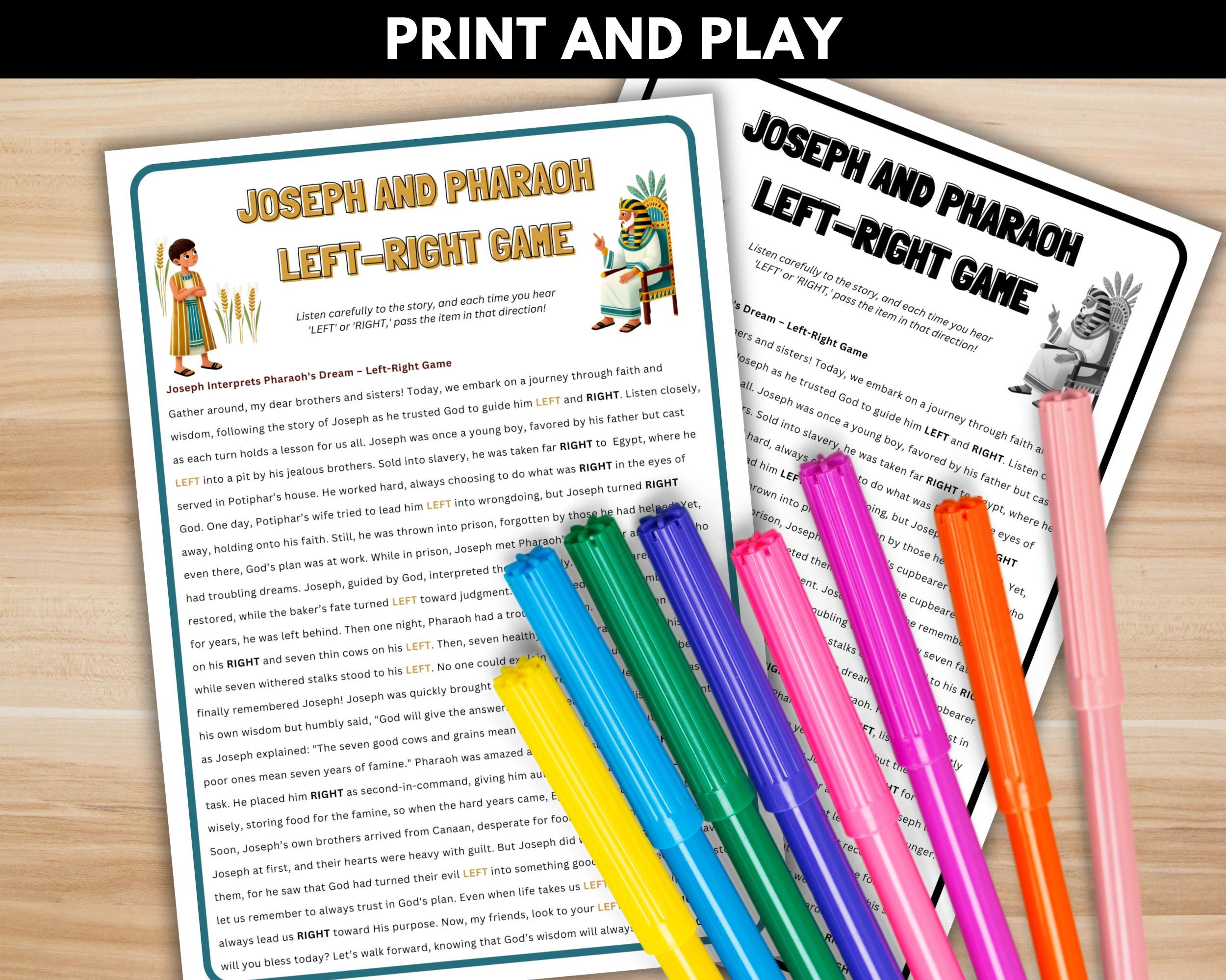 Joseph Interprets Pharaoh's Dream Left Right Game - Bible Story Game ...
