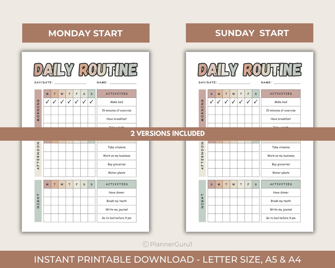 Printable Daily Schedule Template for Kids, Daily Schedule for ...