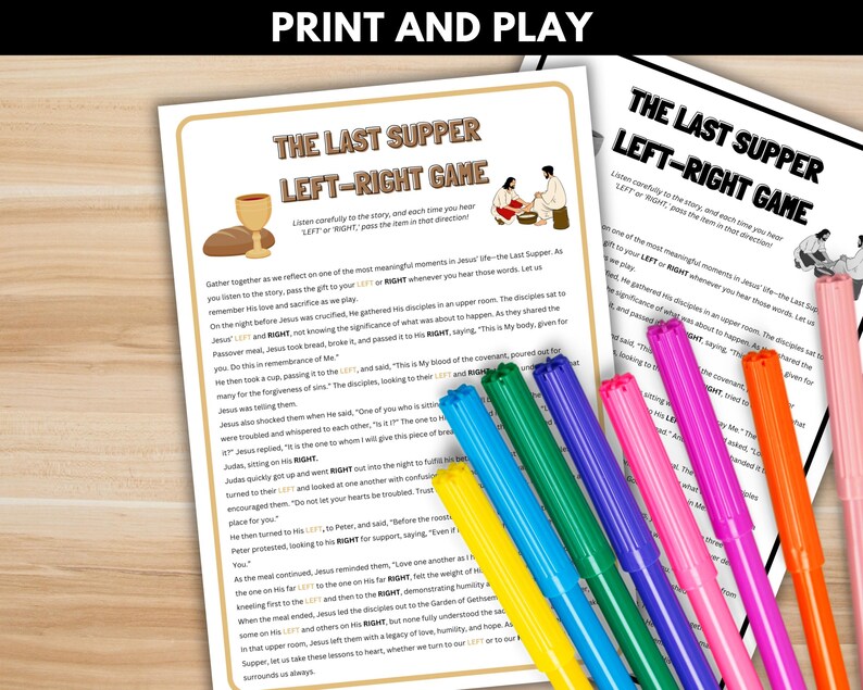 The Last Supper of Jesus Christ Left Right Game | Printable Bible Study ...