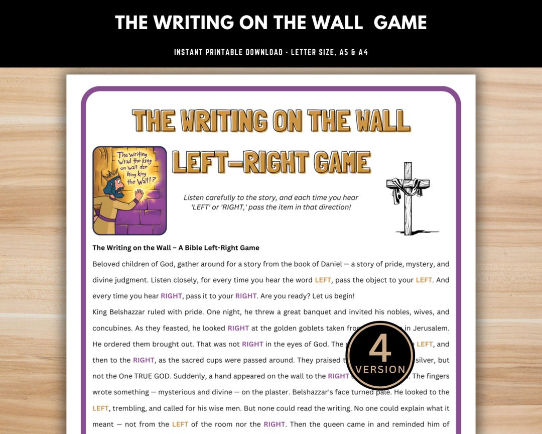 The Writing on the Wall Left-right Game – Bible Party Game Printable ...