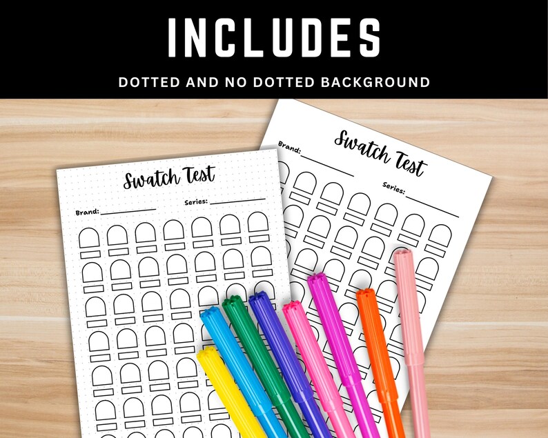 Swatch Test Tracker - Printable Color Swatch Journal Pages - Planner ...