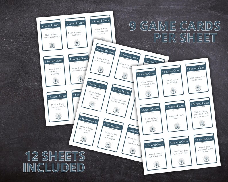 5 Second Bible Game - Printable Bible Trivia Cards for Kids & Adults ...