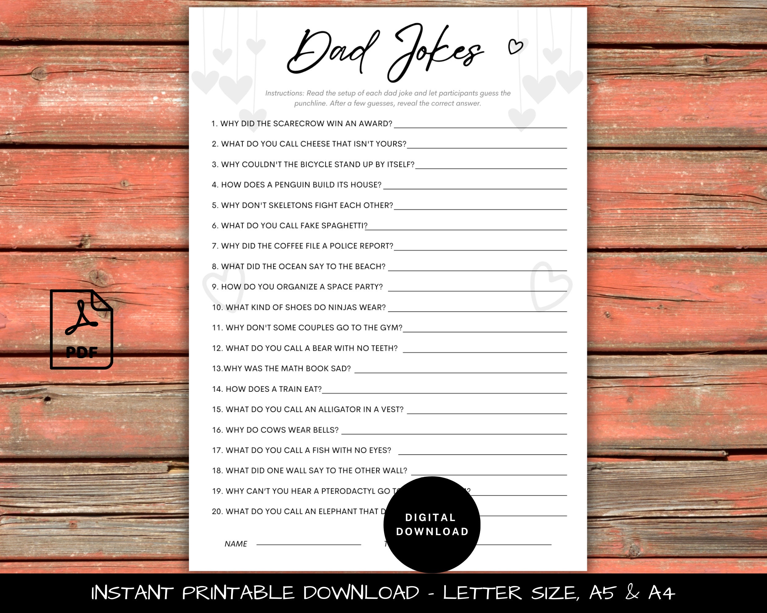 Dad Jokes Baby Shower Game, Printable Baby Shower Trivia, Fun Shower ...