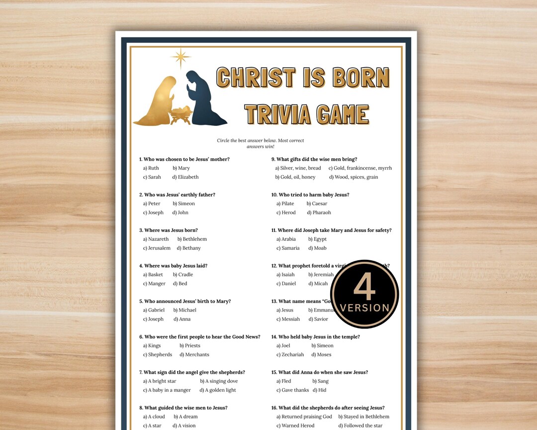 Christian Christmas Trivia Game, Christ is Born, Bible Nativity Quiz ...