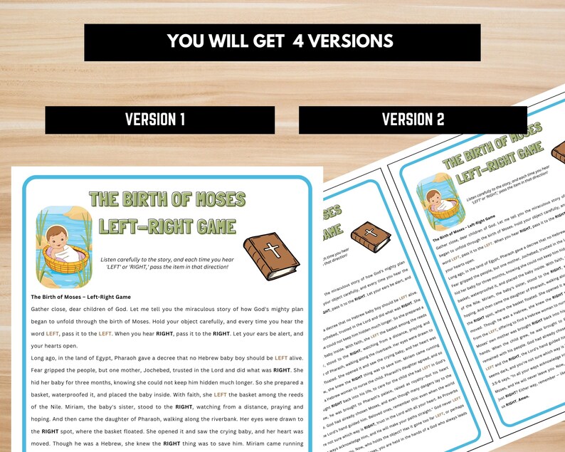 The Birth of Moses Left Right Game | Printable Bible Story Game ...