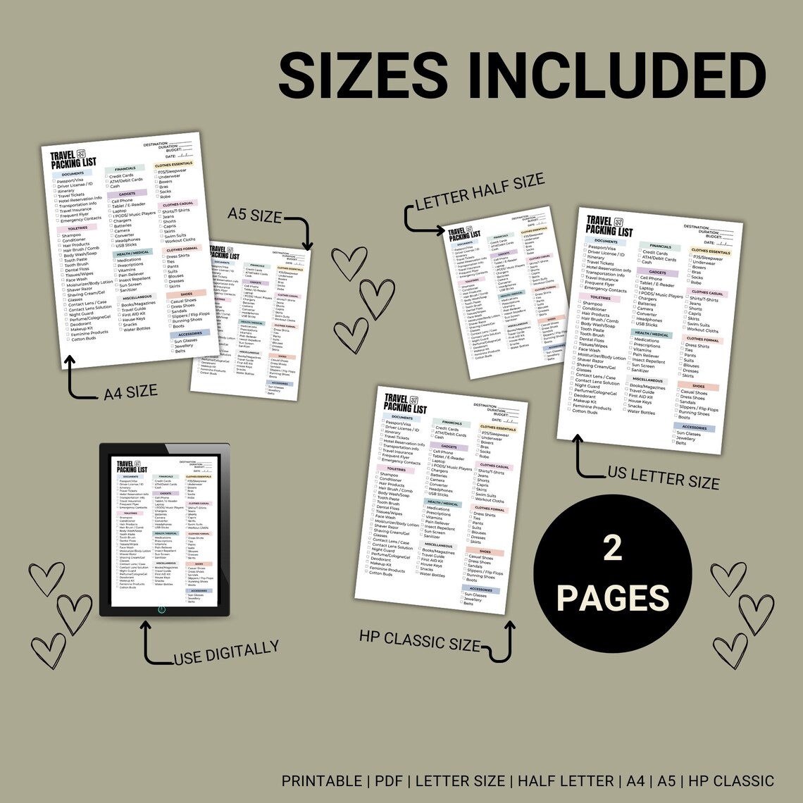 Travel Packing List Printable - Instant Download for Efficient Vacation ...