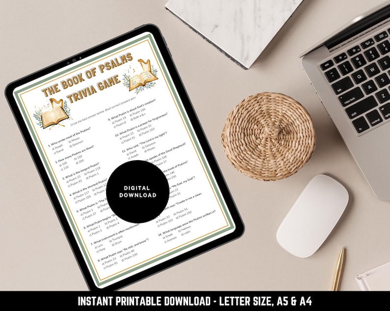 The Book of Psalms Trivia Game Printable – Bible Quiz With Answers ...