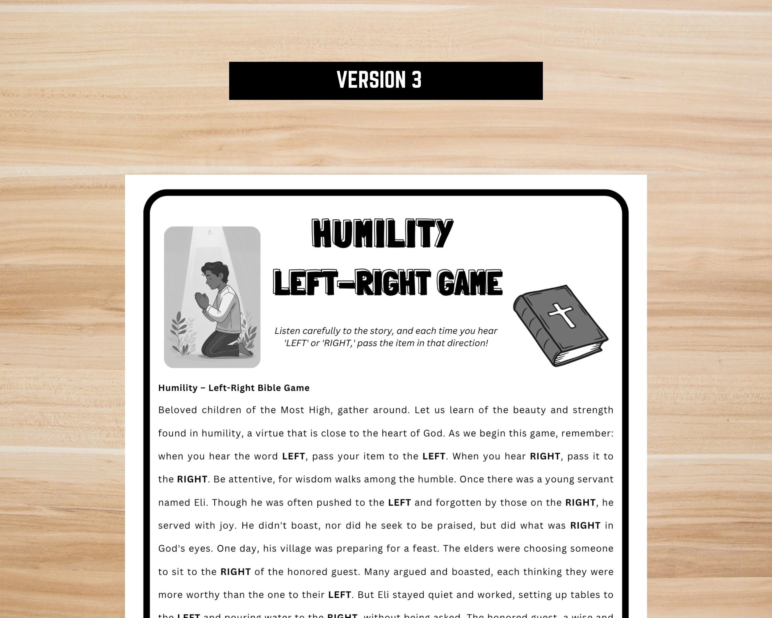 Humility Left Right Game Printable | Bible Study Church Gift Game ...