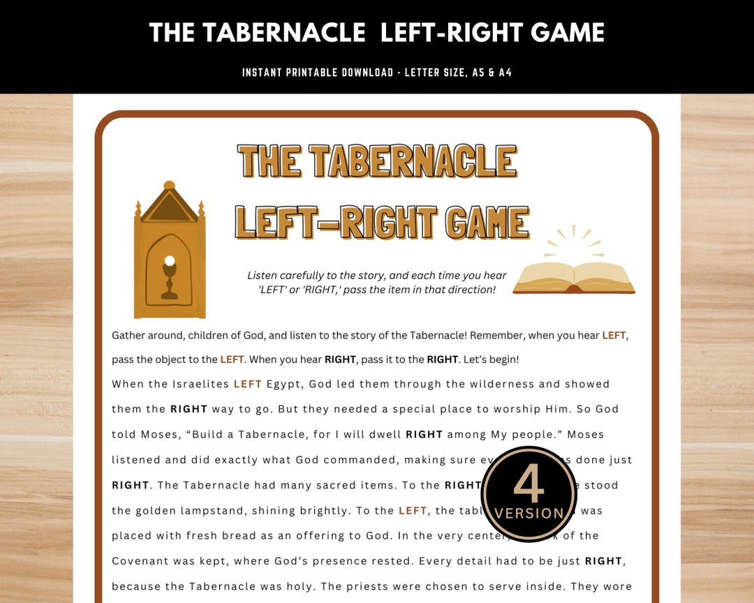 Left-right Game - the Tabernacle - Printable Bible Study and Church ...
