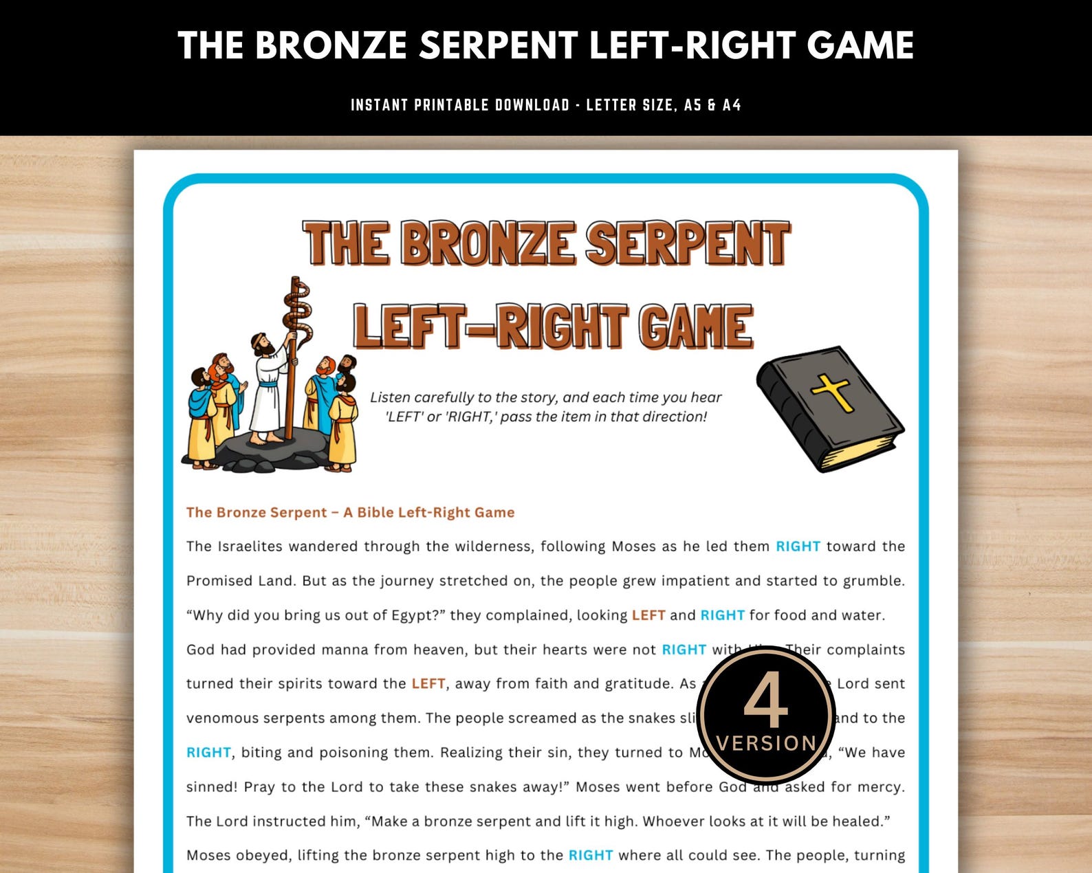 The Bronze Serpent Left-right Game – Bible Story Party Game, Christian ...