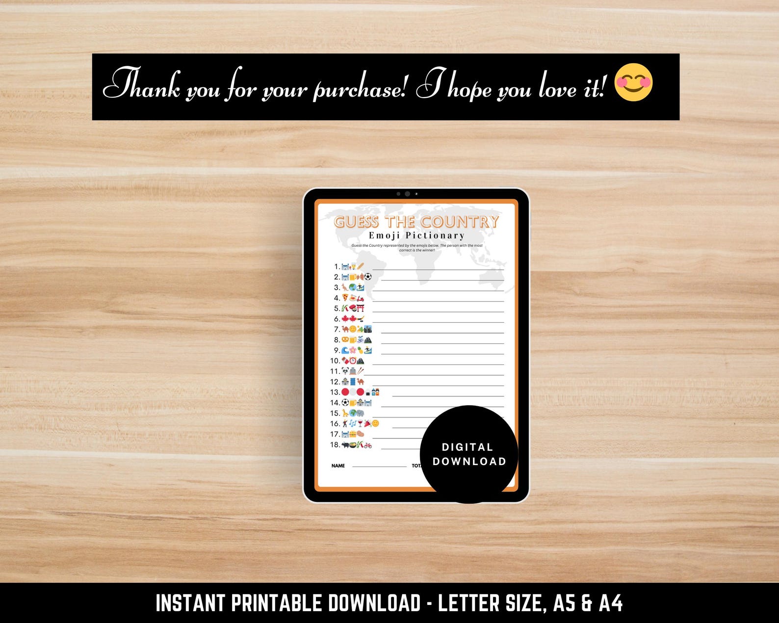 Guess the Country Emoji Pictionary | Printable Party Game | Family Fun ...