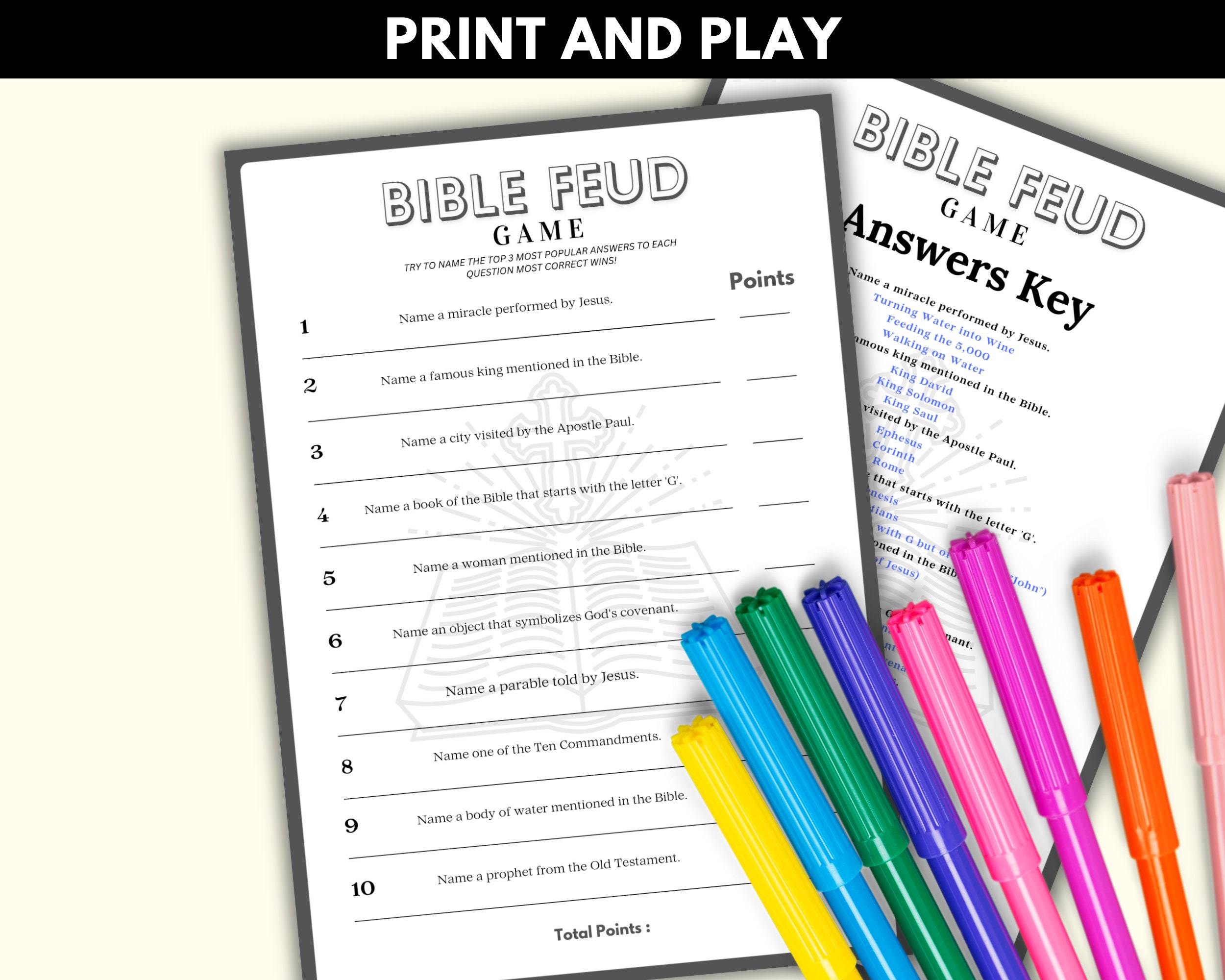 Bible Feud Game | Printable Bible Trivia | Fun Church Group Game ...