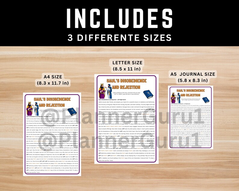 Saul's Disobedience Left-right Game - Printable Bible Activity for ...