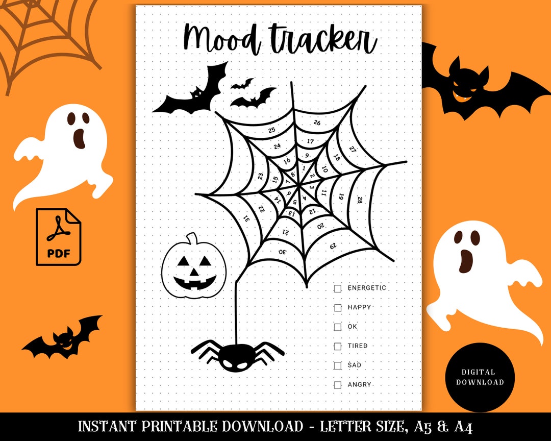 Halloween Spider Web Mood Tracker | Printable Bullet Journal Page ...