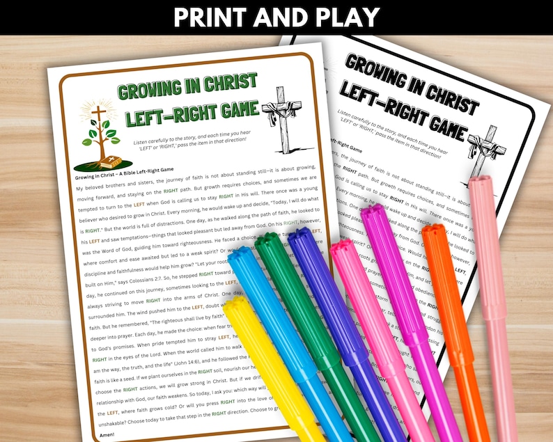 Growing in Christ Left Right Game - Printable Bible Study and Church ...
