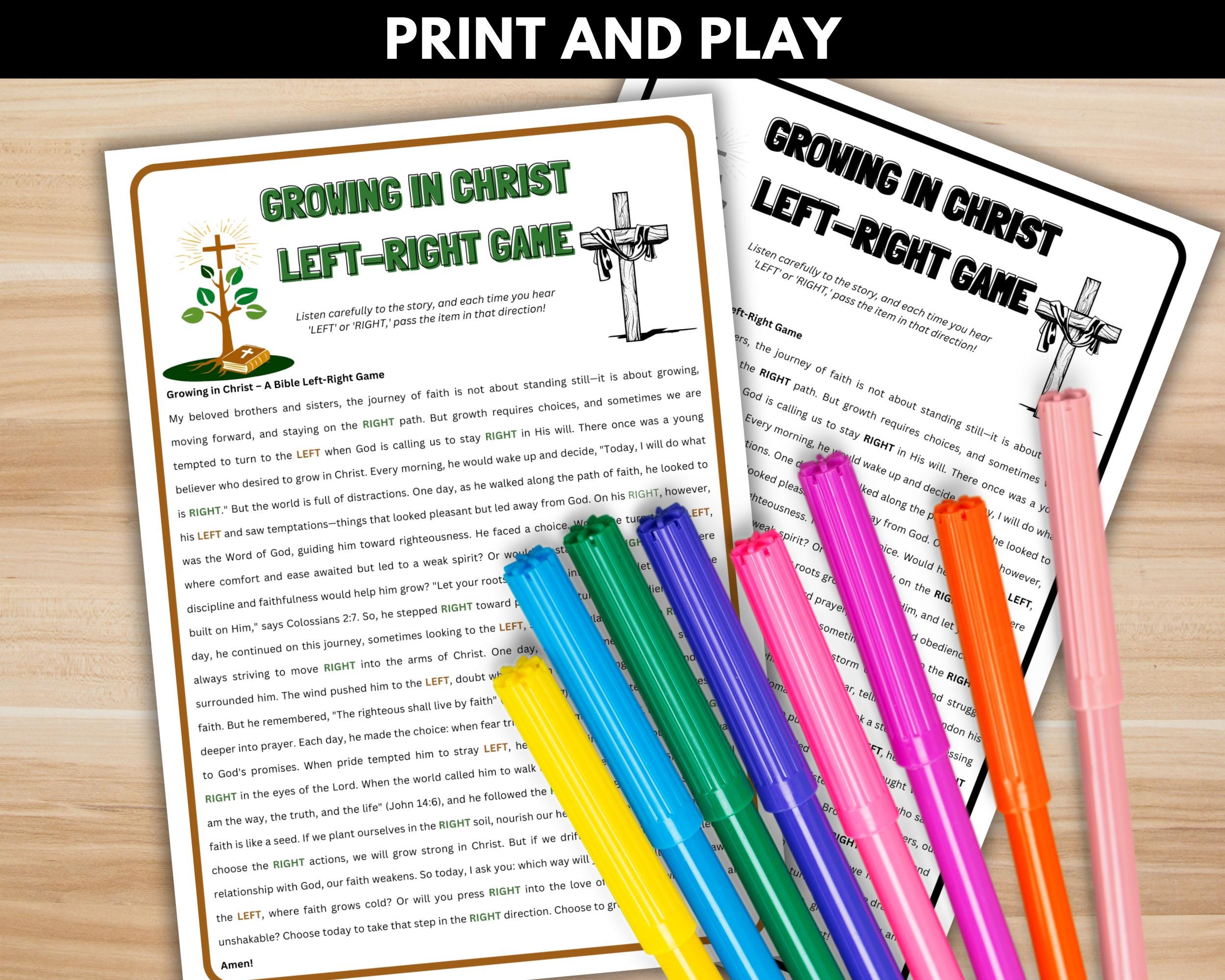 Growing in Christ Left Right Game - Printable Bible Study and Church ...