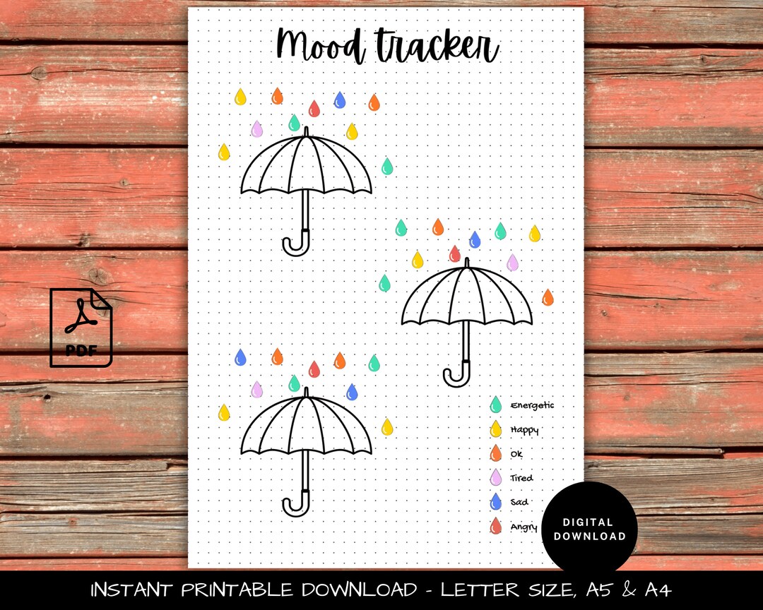 Rain Mood Tracker | Printable Journal and Planner Page | Daily Feelings ...