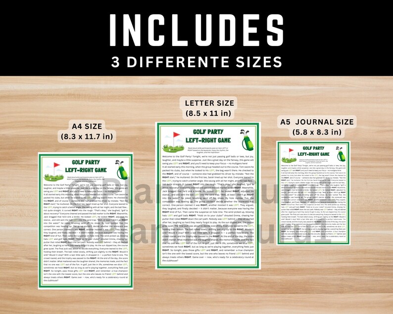 Golf Party Left Right Game Printable, Pass the Gift Story, Instant ...