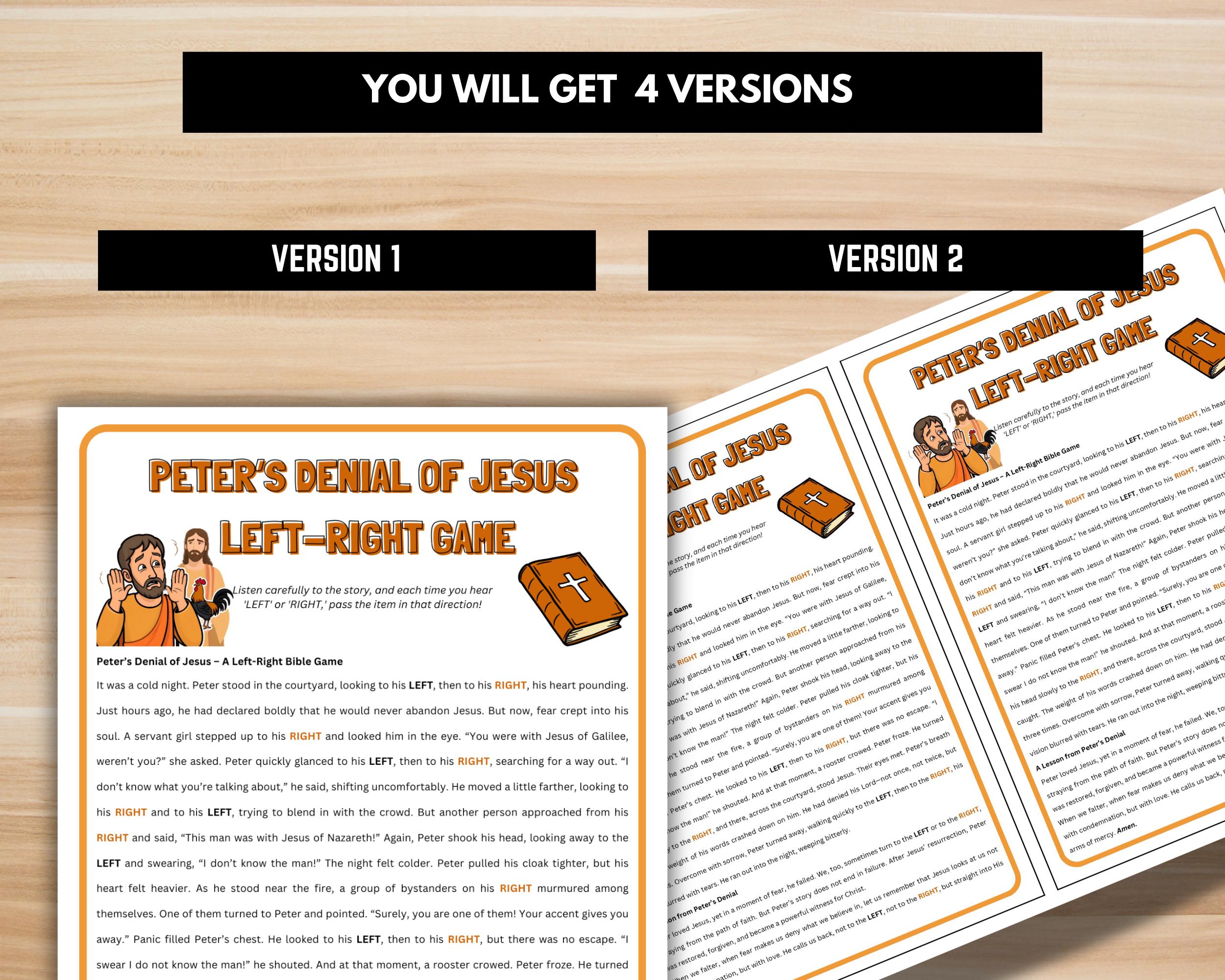 Peter's Denial of Jesus Left-right Game – Printable Bible Story ...
