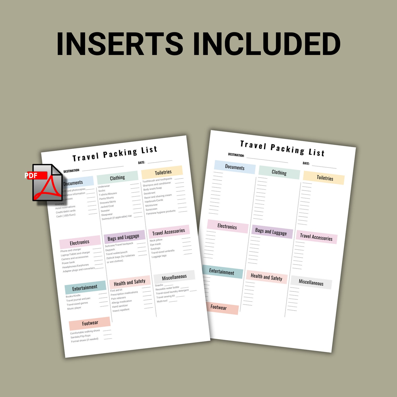 Packing List, Editable Packing List, Printable, Packing List Template ...