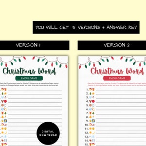 Christmas Word Emoji Pictionary | Christmas Word Emoji Game | Printable ...