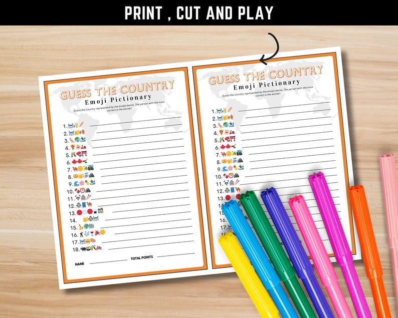 Guess the Country Emoji Pictionary | Printable Party Game | Family Fun ...