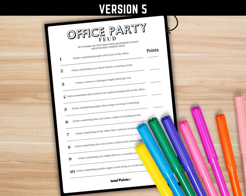 Office Party Feud Game | Fun Work Trivia | Printable Team Building ...