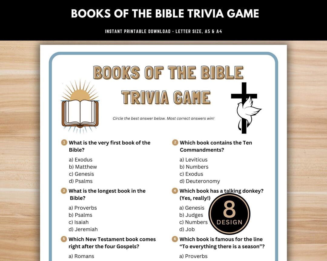Books of the Bible Trivia Game - Printable Christian Game for Church ...