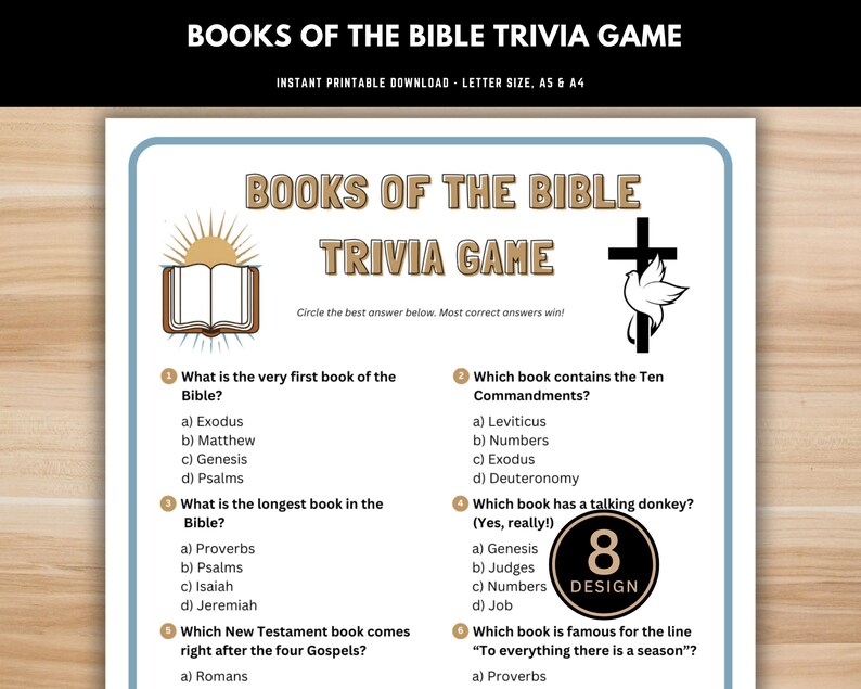 Books of the Bible Trivia Game - Printable Christian Game for Church ...