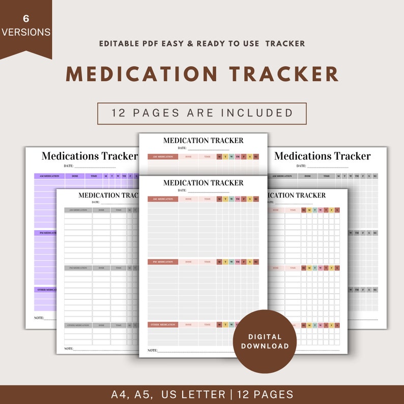 Editable Medication Tracker | Printable Easy Medicine Chart | Weekly ...